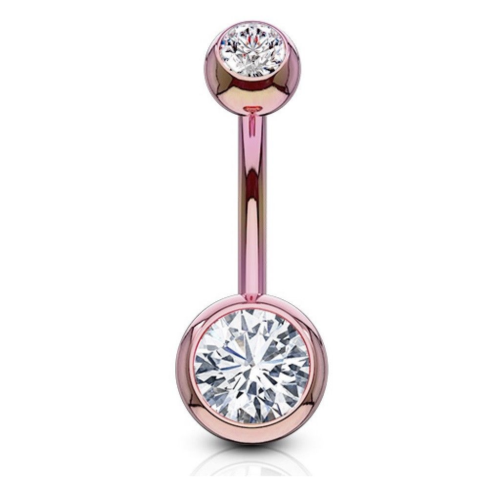 Double Jewelled Titanium IP Belly Bar The Body Jewellery Store